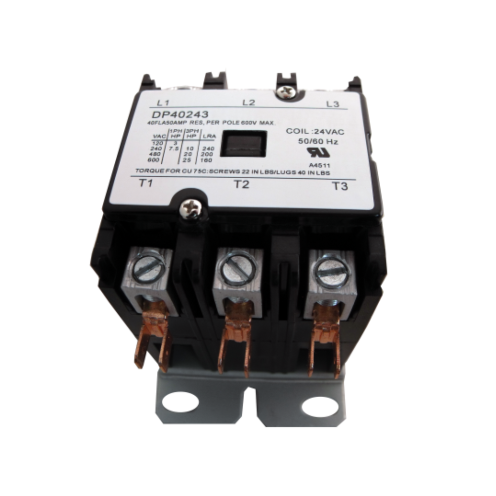 DP40243 CONTACTOR 40A 24V 3 POLE | GTA REFRIGERATION SUPPLY INC.